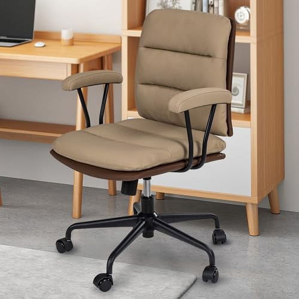 YFbiubiulife Modern White Home Office Chair - Leather Comfy Desk Chair ...