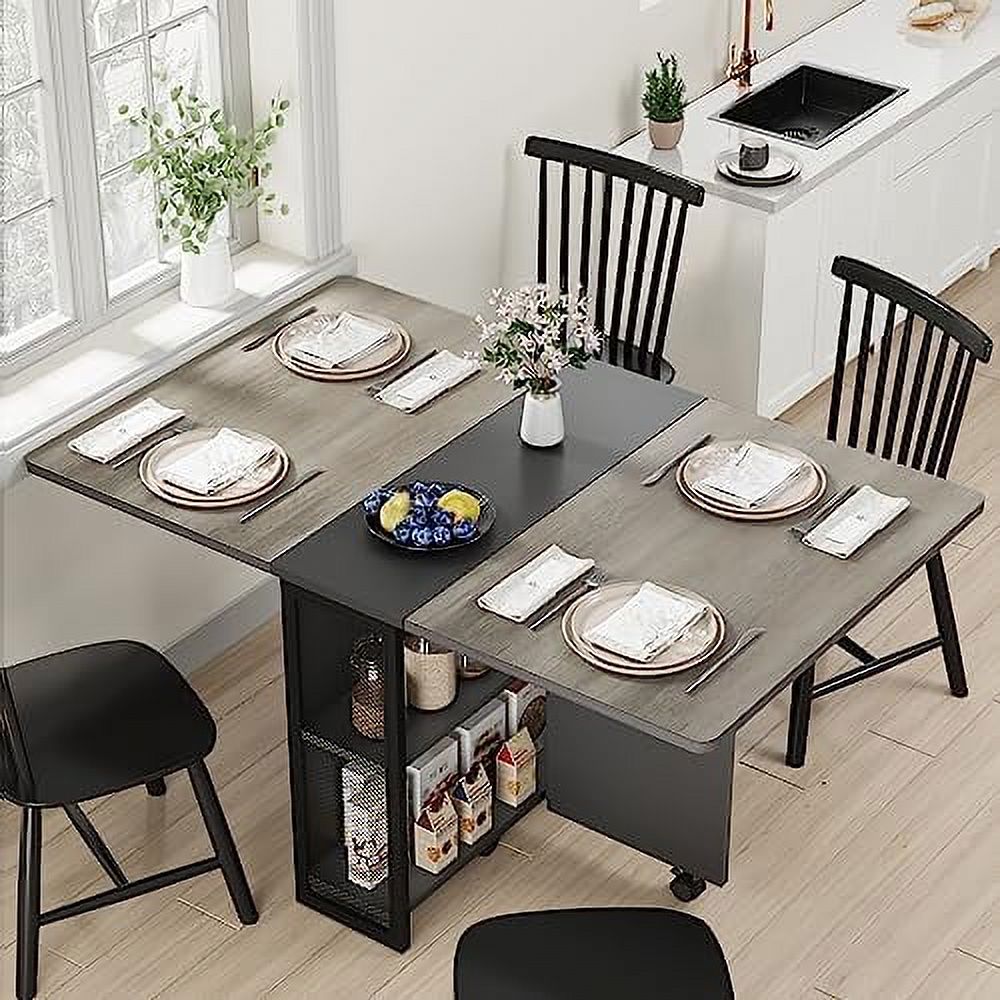 YFbiubiulife Space Saving Folding Dining Table with 2 Tier -Extendable ...