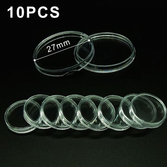 YFind 10/25Pcs 27Mm Transparent Plastic Coin Holder Coin Collecting ...