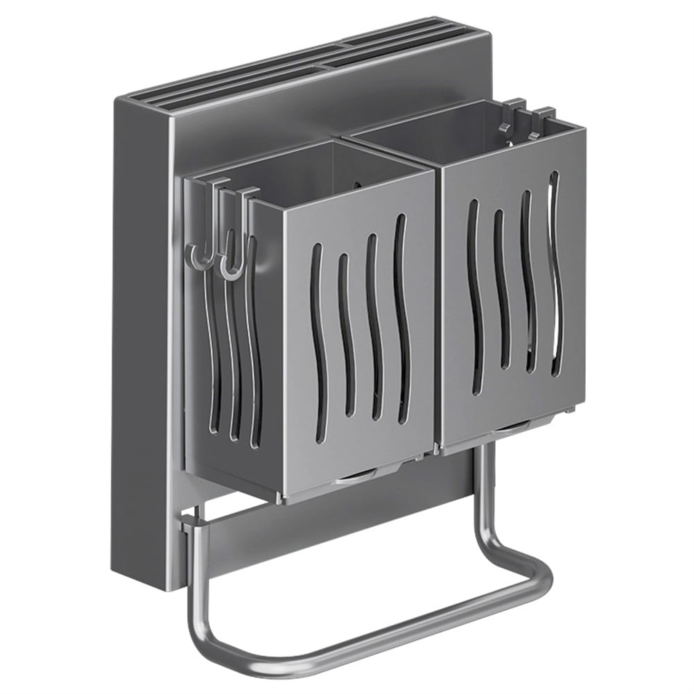 YFind Wall-Mounted Kitchen Utensil Holder Cutlery Rack Draining Storage ...