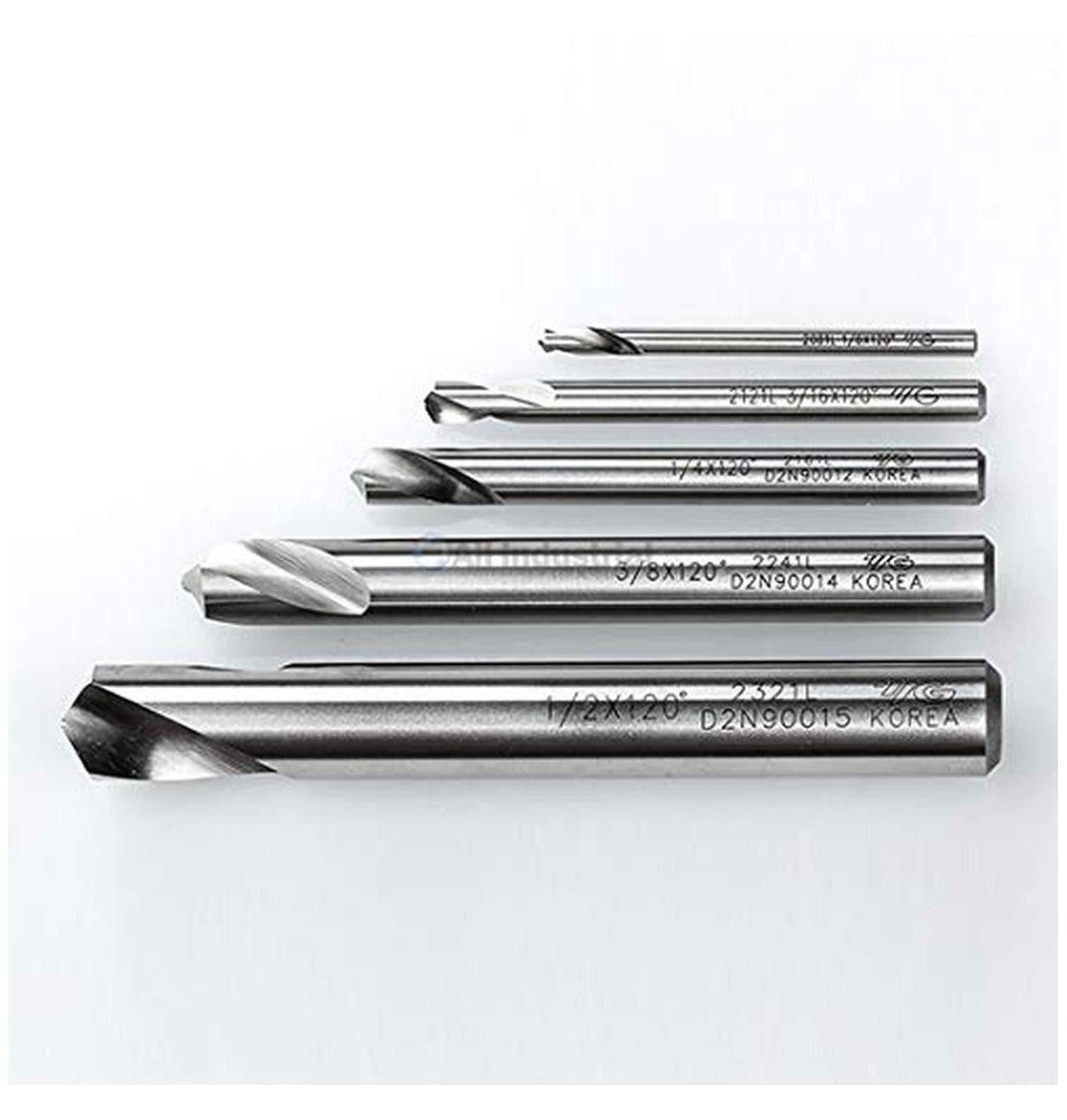 YG1 NC Spotting Drill 8% Cobalt HSS 1/8 to 1/2" 120 Degree 5 Pc Set CNC ...
