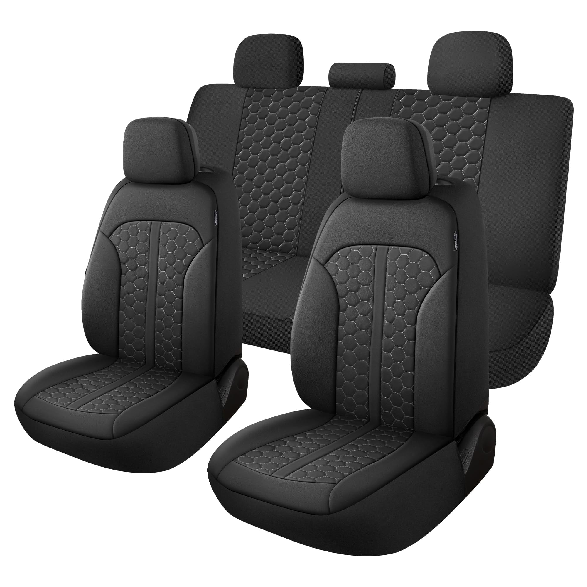 YGL Luxury PU Leather Car Seat Covers Full Set, Anti-Stain Interior ...