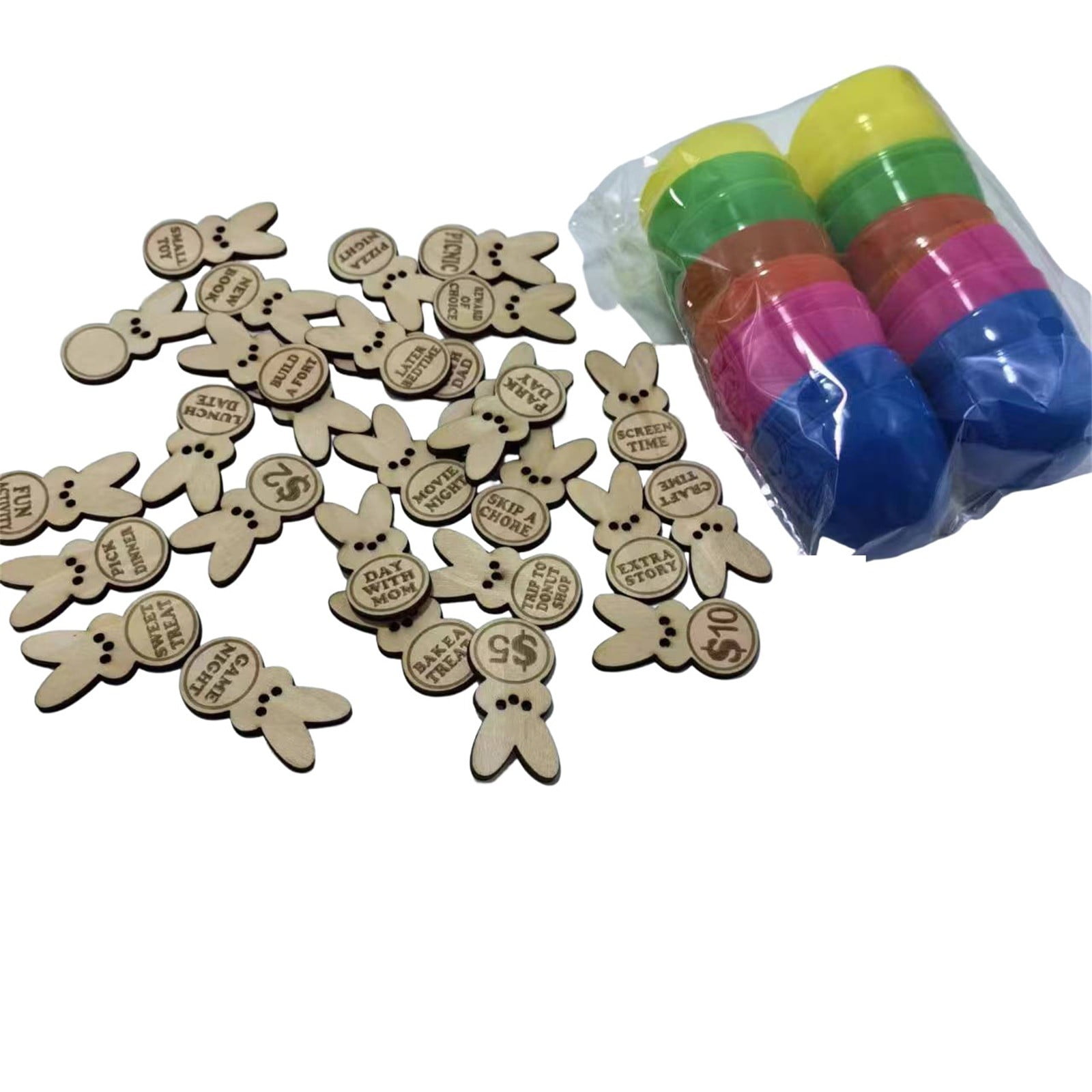 YGUO Easter Bunny Circle Egg Token Set 21 PCS + 10 Eggs - 1.2" - 21 ...