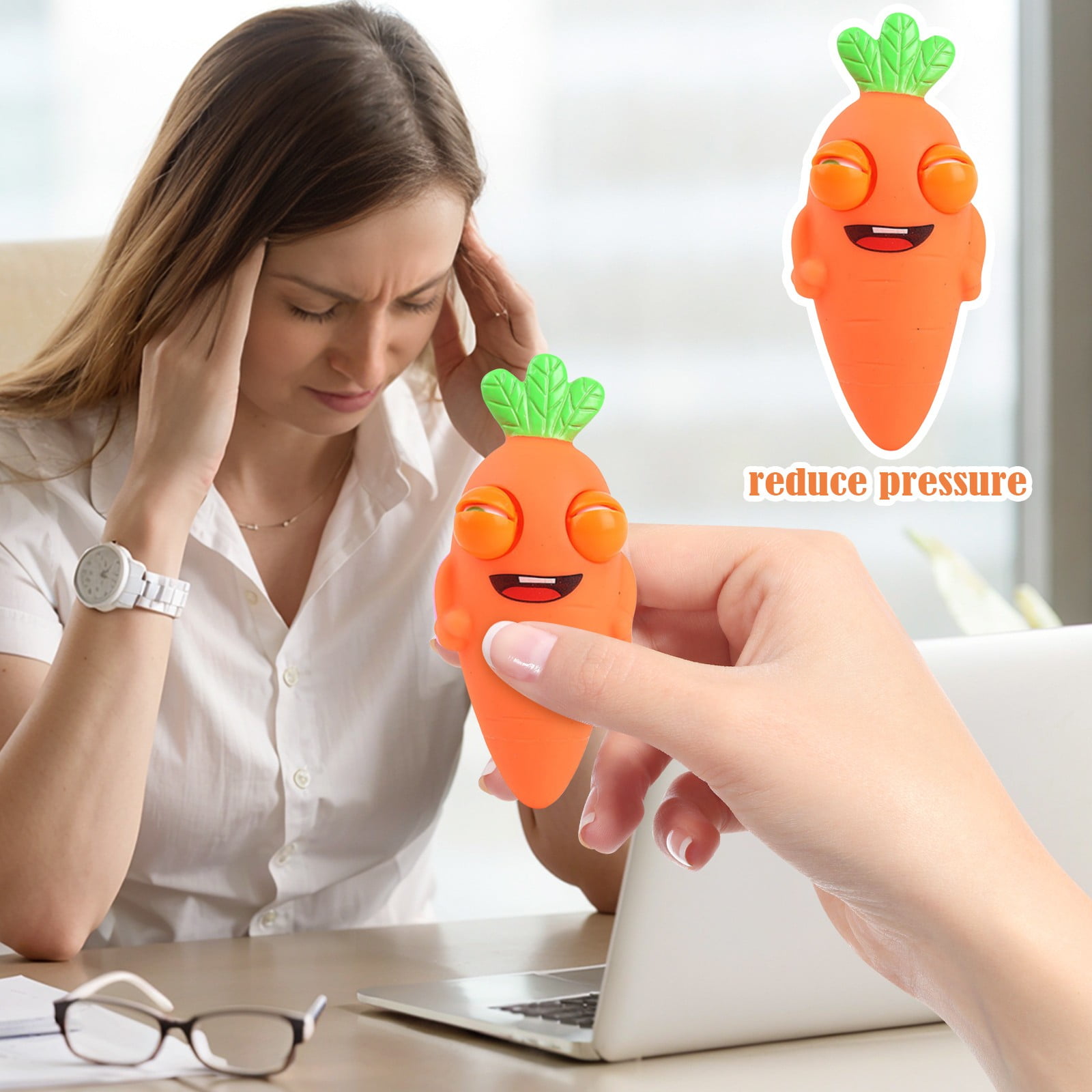 YGUO Squinty-Eyed Carrot Stress Reliever, Squishy Fun Toy for Stress ...