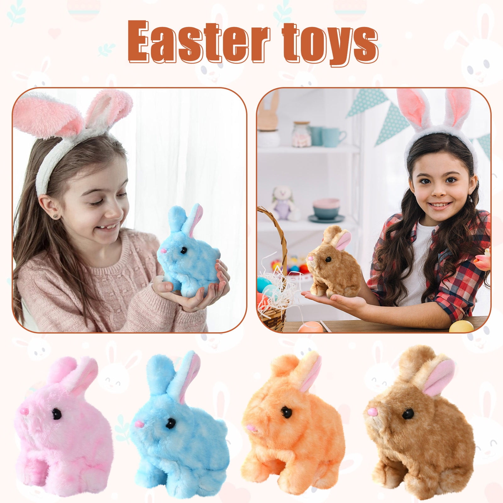 YGUO Stuffed Bunny, Easter Bunny Plush Toy, Animated Bunny, Hopping ...