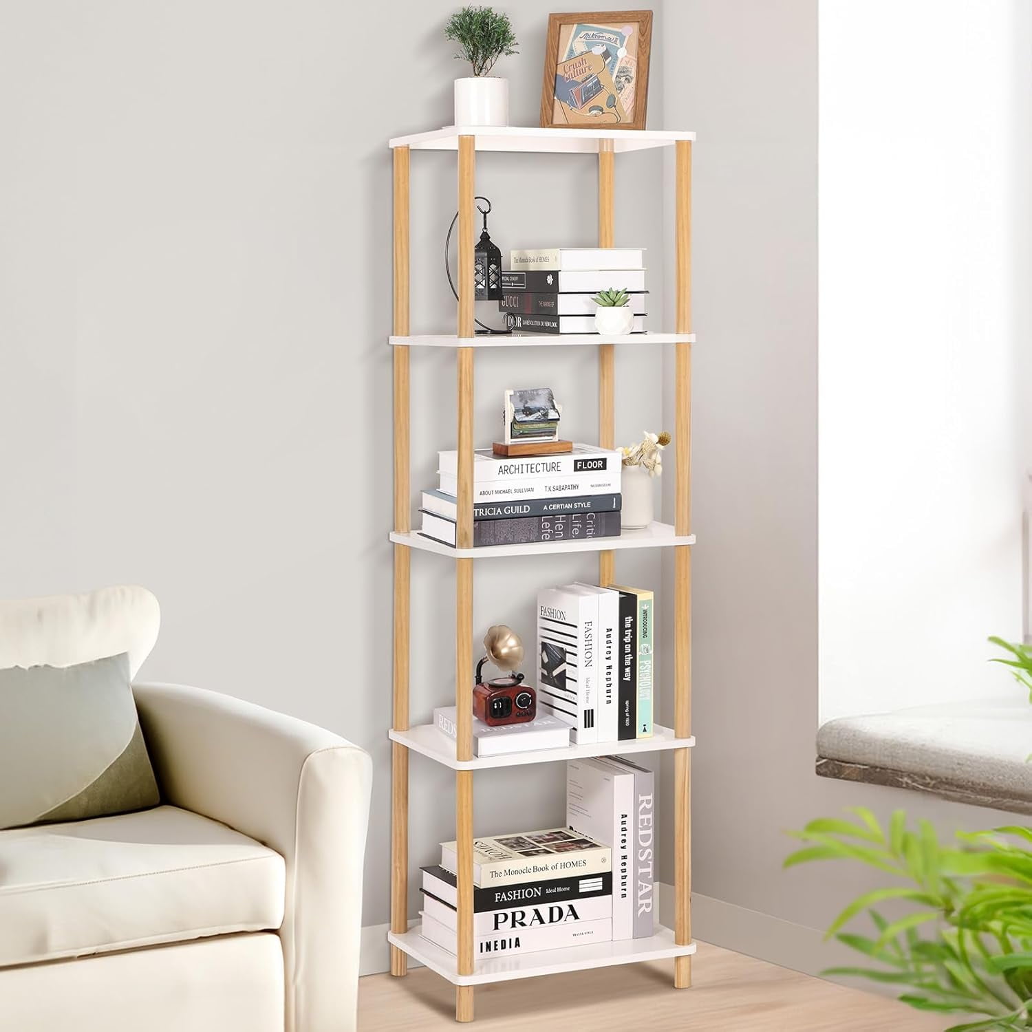 YGYQZ Storage Shelf Organizer for Bedroom, Display Storage Wood Shelves ...