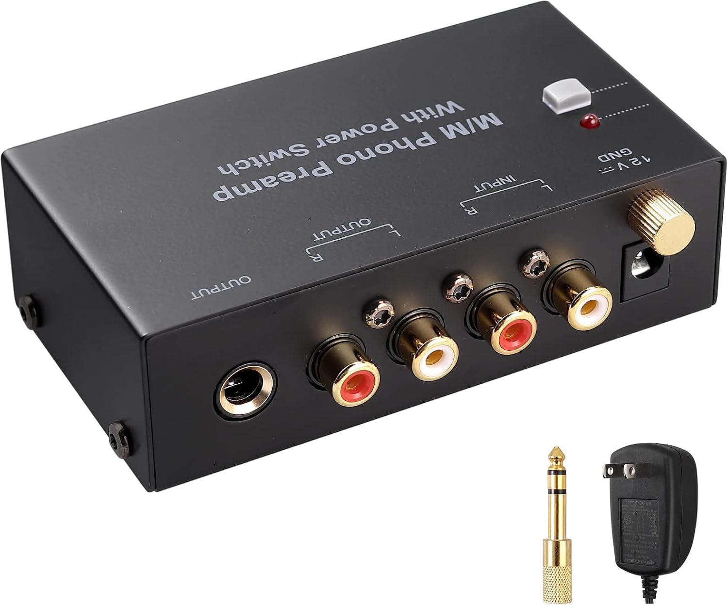 YGiTK Phono Preamp with Power Switch, 6.35mm Headphone & RCA Output ...