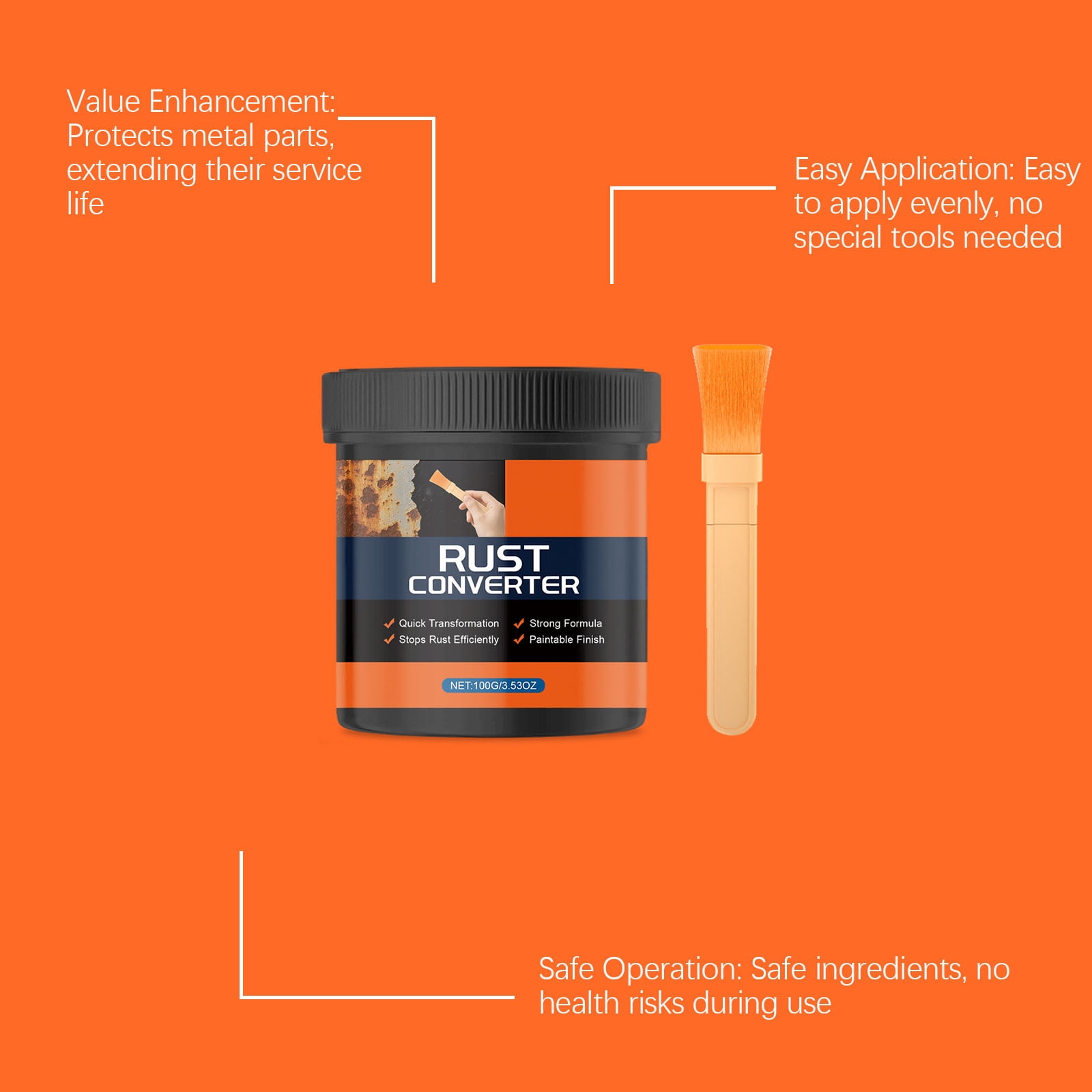 YHAICO Rust Conversion Agent No Sanding Required Heavy-Duty Metal Rust ...