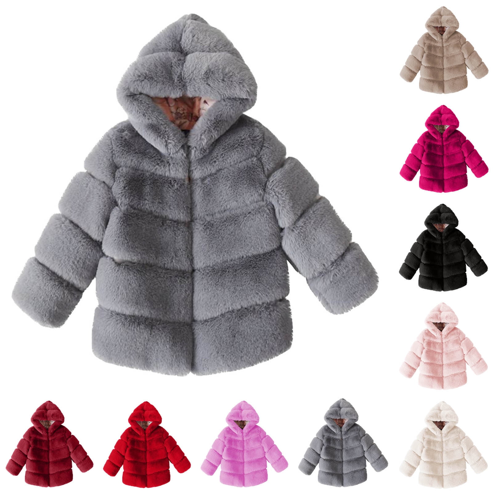YHAJDS Girls' Outerwear Jackets Solid Color Long Sleeve Hooded ...