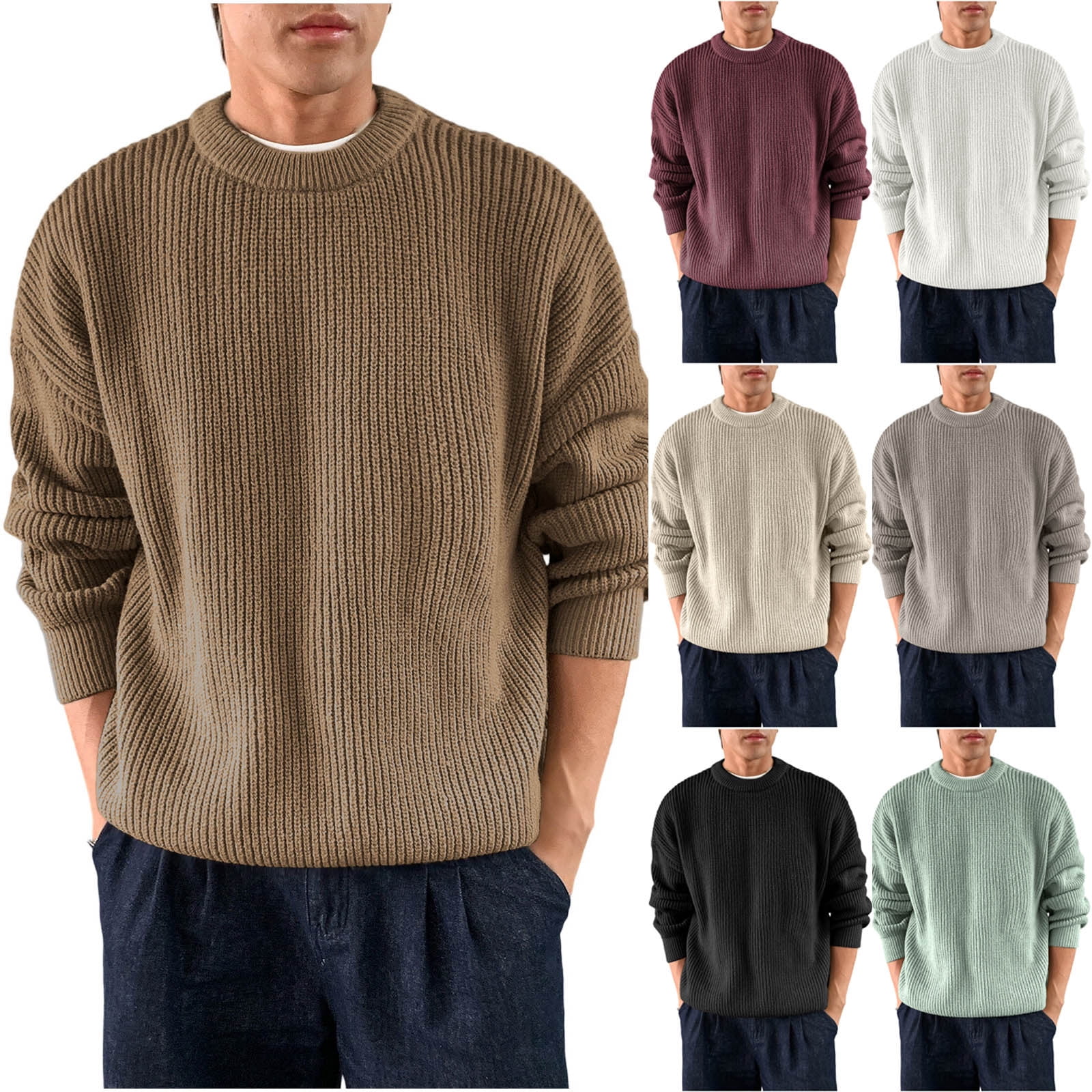 YHAJDS Men's Winter Casual Sweaters,Men's Pullover Sweaters Mens Long ...