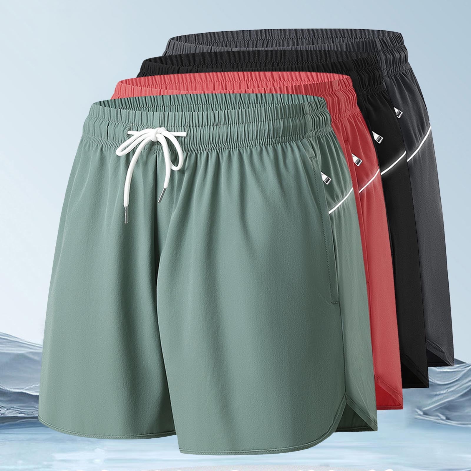 YHAJDS Mens 3 Inch Sport Shorts Solid Loose Straight Active Summer Gym ...