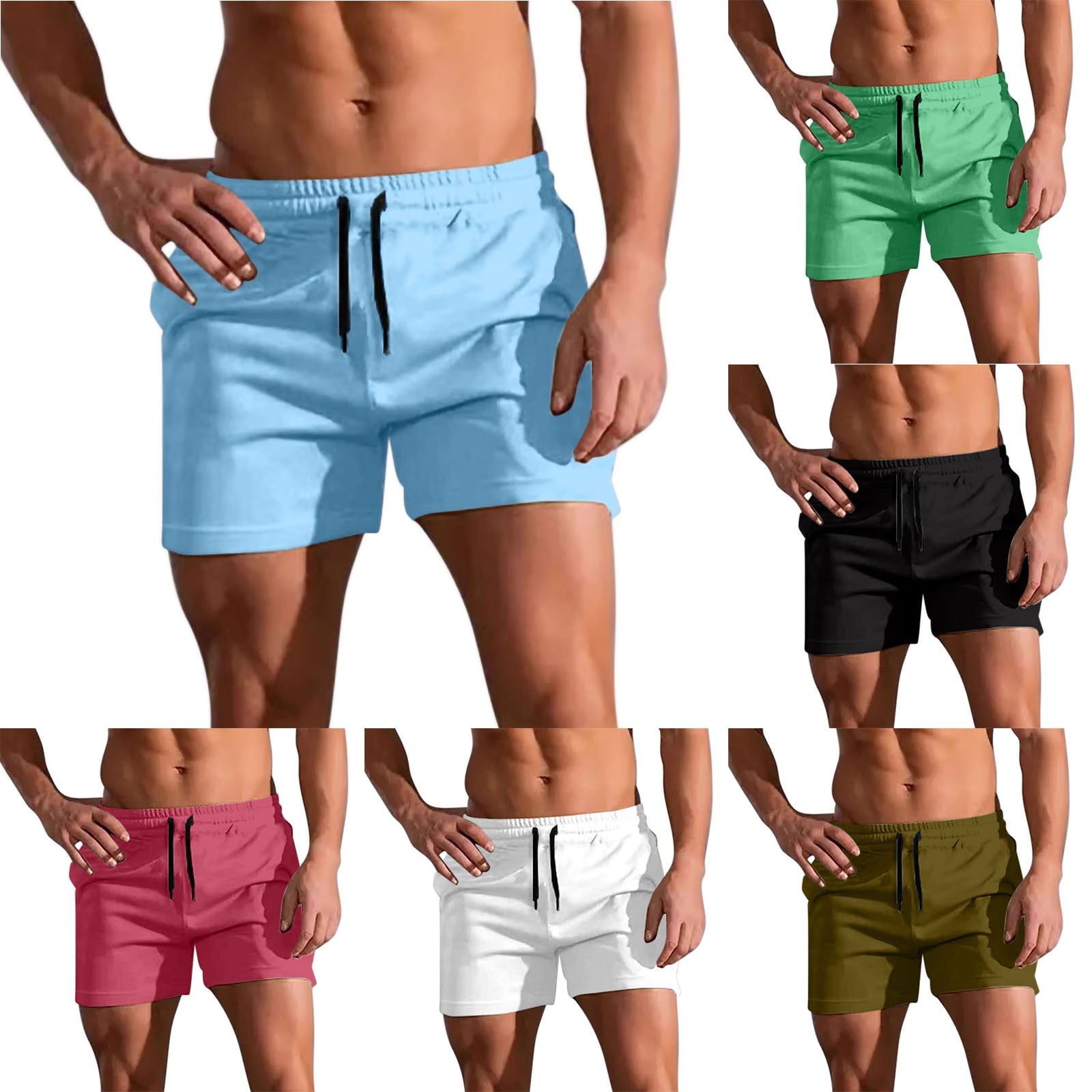 YHAJDS Summer Men's and Big Men's Shorts,Mens Swim Trunks Solid Color 3 ...