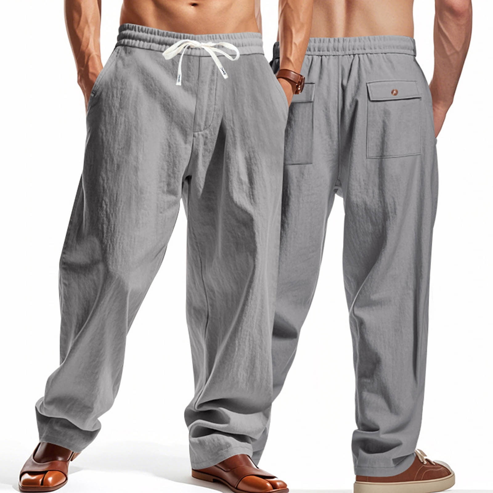 YHAJDS Summer Mens Pants,Linen Pants Men Cargo Pants for Men ...