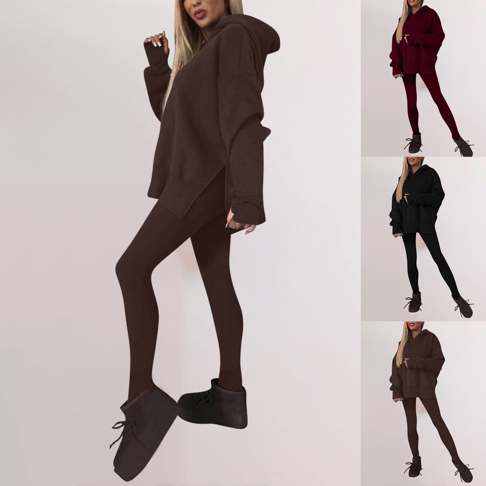 YHAJDS Two Piece Set for Women,Womens Fall Winter Outfit Set Solid ...