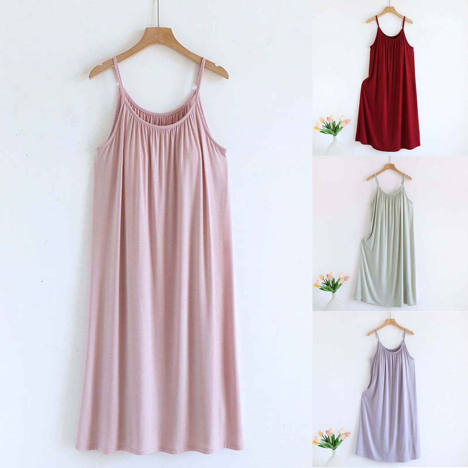 YHAJDS Women Fall Winter Sleepwear,Sleepwear For Women Nightgown,Solid ...