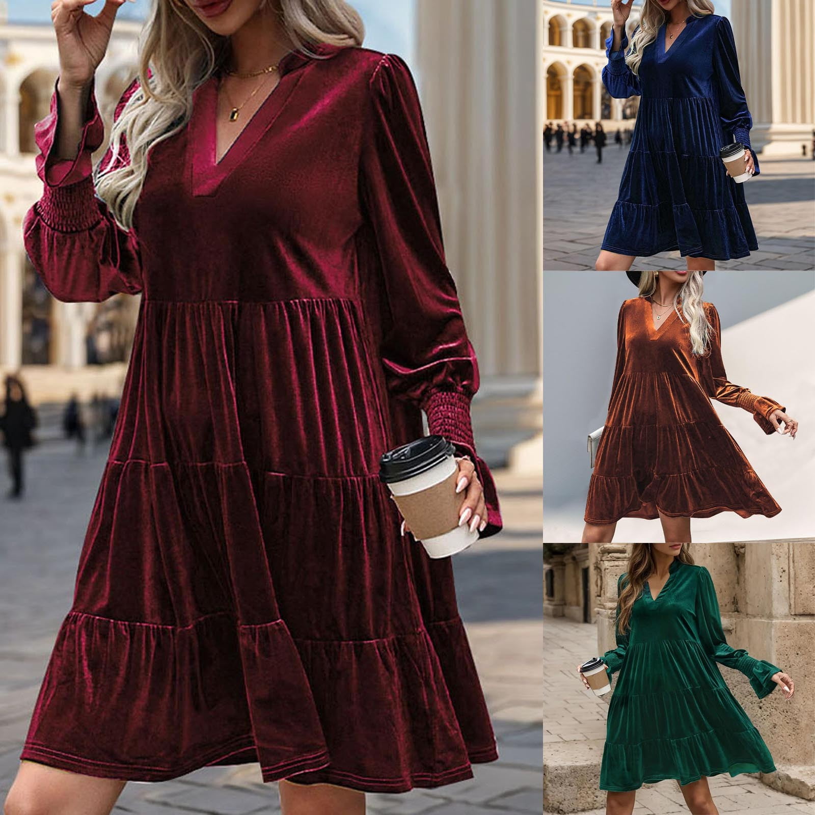 YHAJDS Women's Fall Winter Casual dress,Women's Dresses Long Sleeve ...