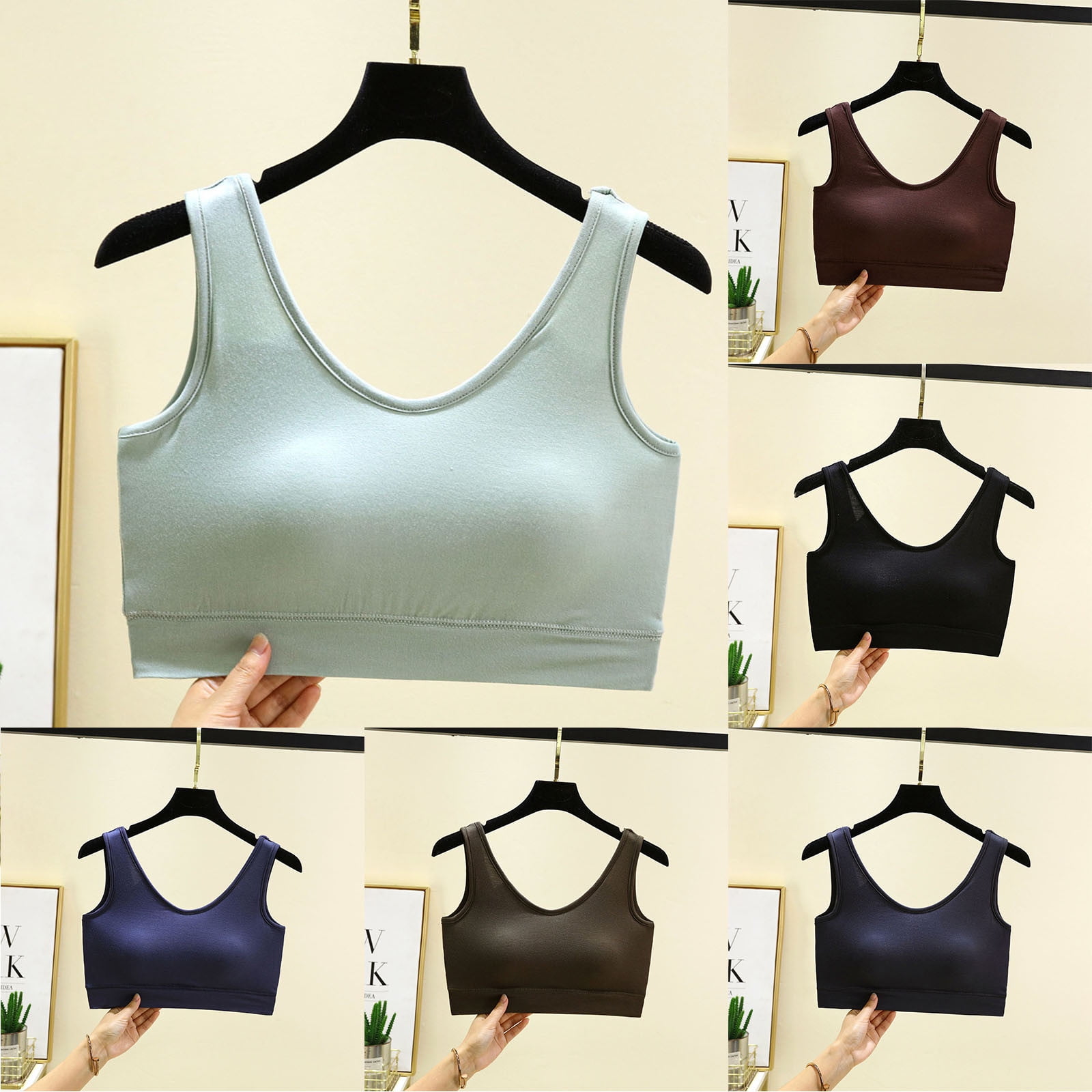 YHAJDS Women's Plus Size Bra,Womens Bras,Wireless Bra, Solid Color No ...