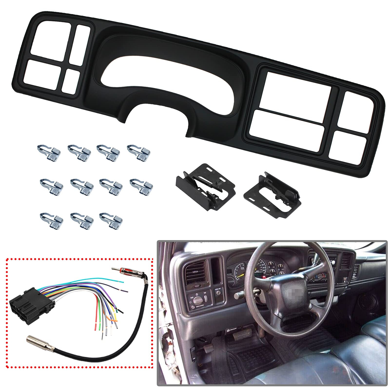 YHB Double DIN Dash Kit W/Wiring Harness & Antenna Adapter Fit 1999 ...