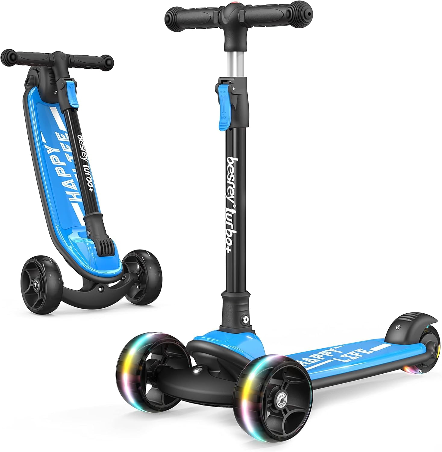 YHD Kick Scooter for Kids Ages 3-10, 3-Wheel Folding Scooter with ...