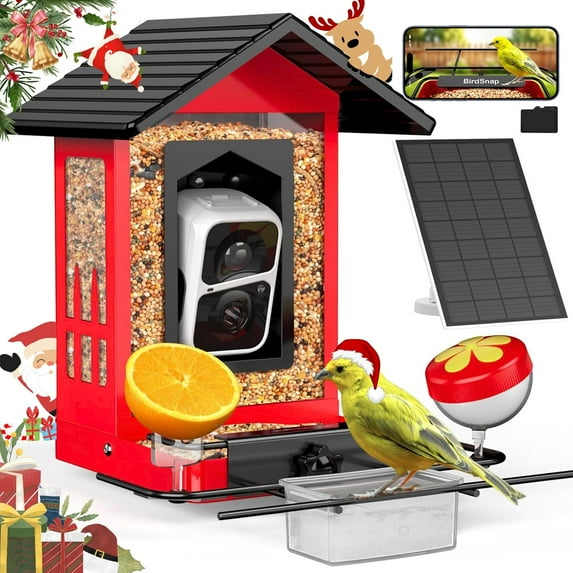 YHDS Metal Bird Feeder with Camera Solar Panel 32GB Card, AI Identify ...