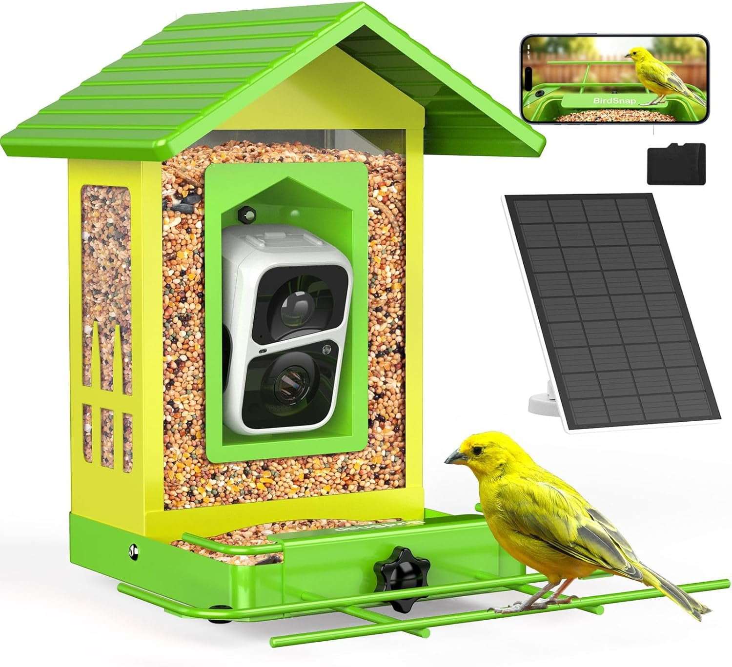 YHDS Metal Bird Feeder with Camera Solar Panel 32GB Card, AI Identify ...