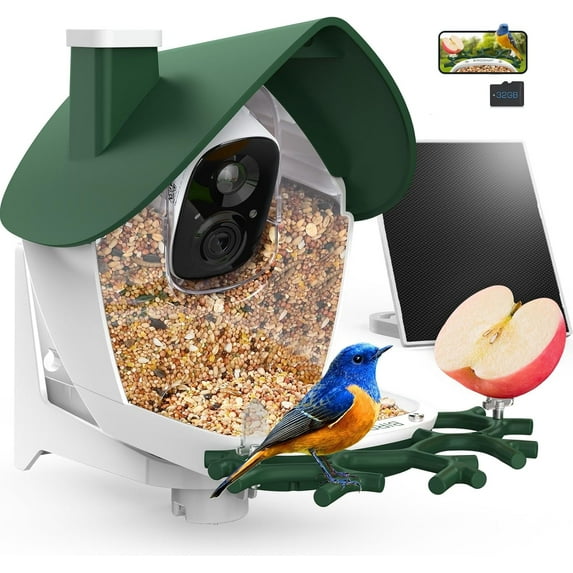 YHDS® P33 - Smart Bird Feeder with Camera Solar Powered, 2K Video Bird ...