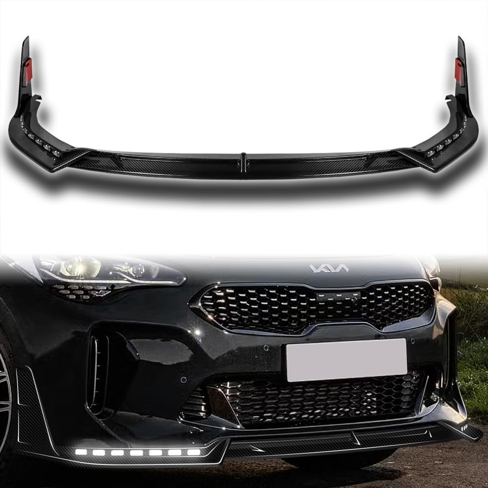 YHH 100% Carbon Fiber Front Bumper Lip + LED Turn Signal Light for 2018 ...