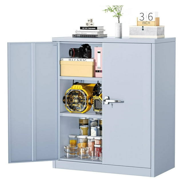 YHJPiu Metal Storage Cabinet with Doors and Shelves,Lockable Storage ...