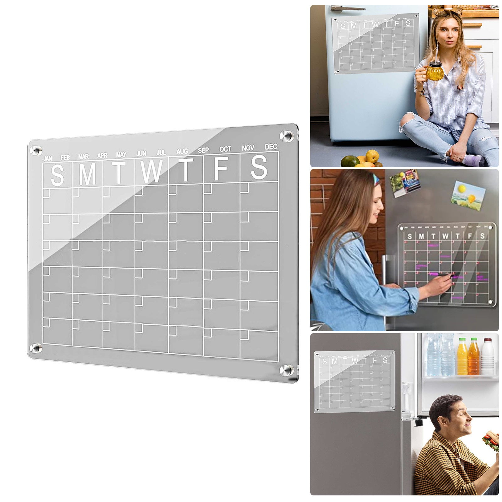 YHPOIJ Hangs,Refrigerator Calendar Board Transparent Acrylic ...