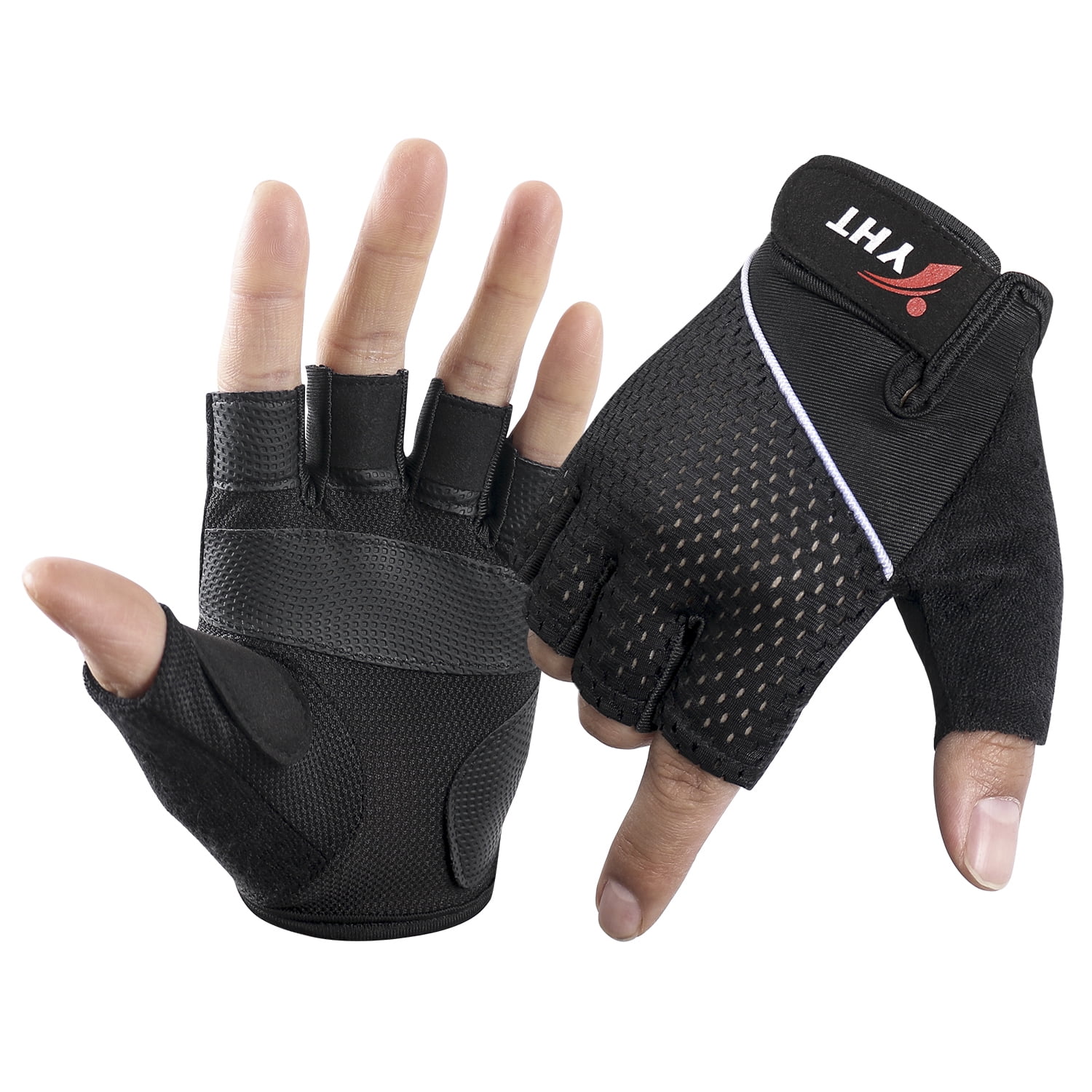 YHT Anti-Slip Workout Gloves, Fingerless Weight Lifting Gloves for Men ...