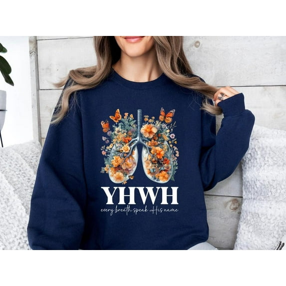 YHWH Christian HoodieFloral Lungs, Religious Graphic, Faith Gift ...