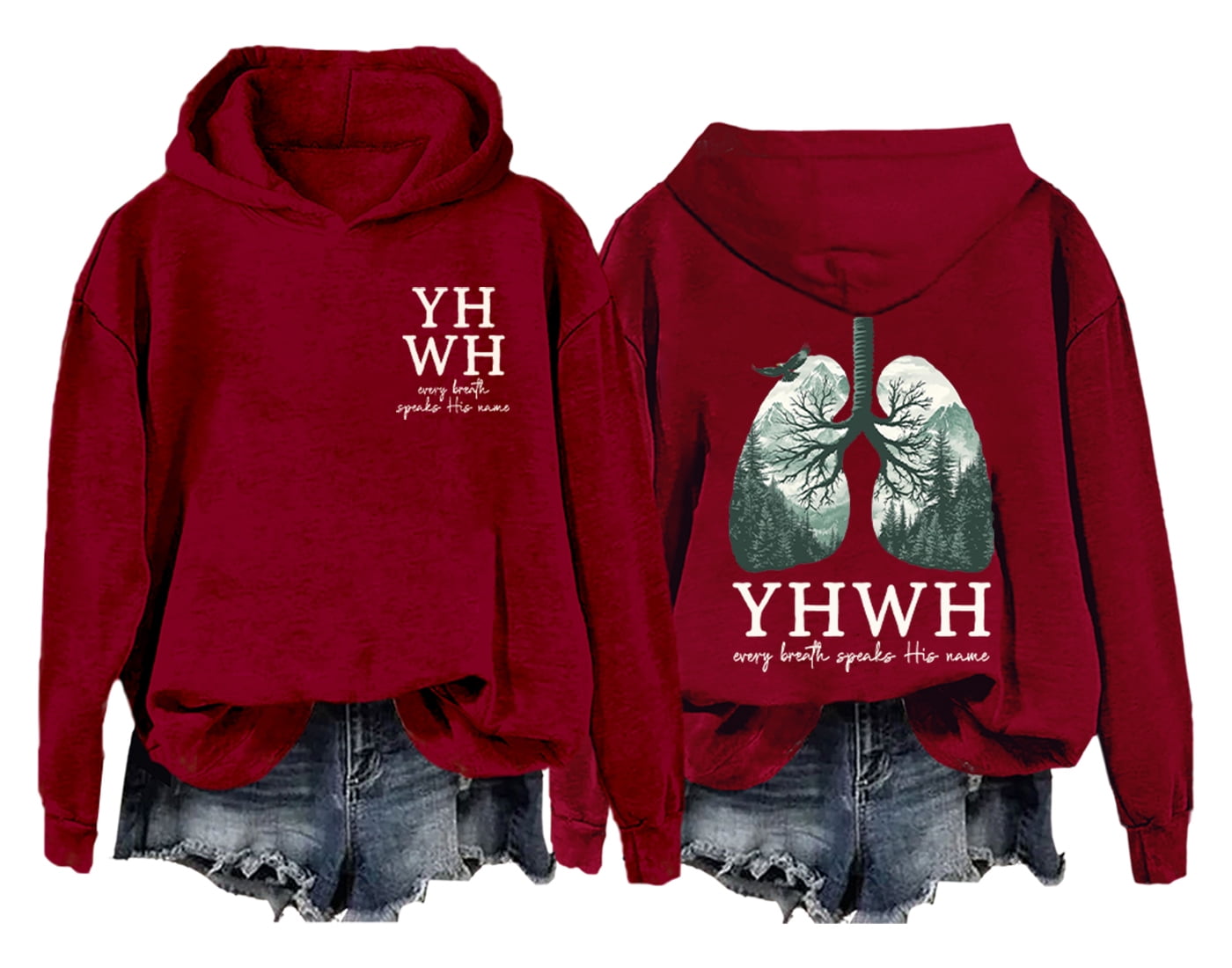 YHWH Hoodie, YHWH Lungs Christian Hoodie, YHWH Every Breath Speaks His ...