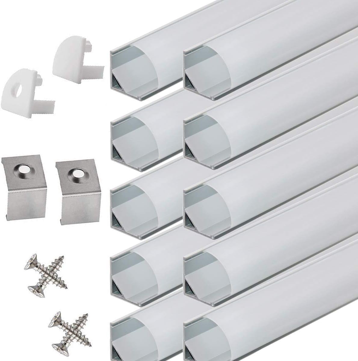 YI LIGHTING 10-Pack 3.3ft V Shape LED Aluminum Channel with Cover, End ...