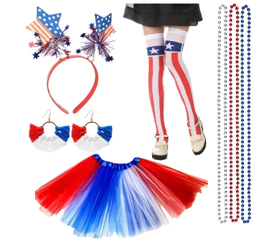 YI MAI 4th of July Hair Bow Set, USA Flag Headband with Adjustable Elastic, Patriotic Party ...