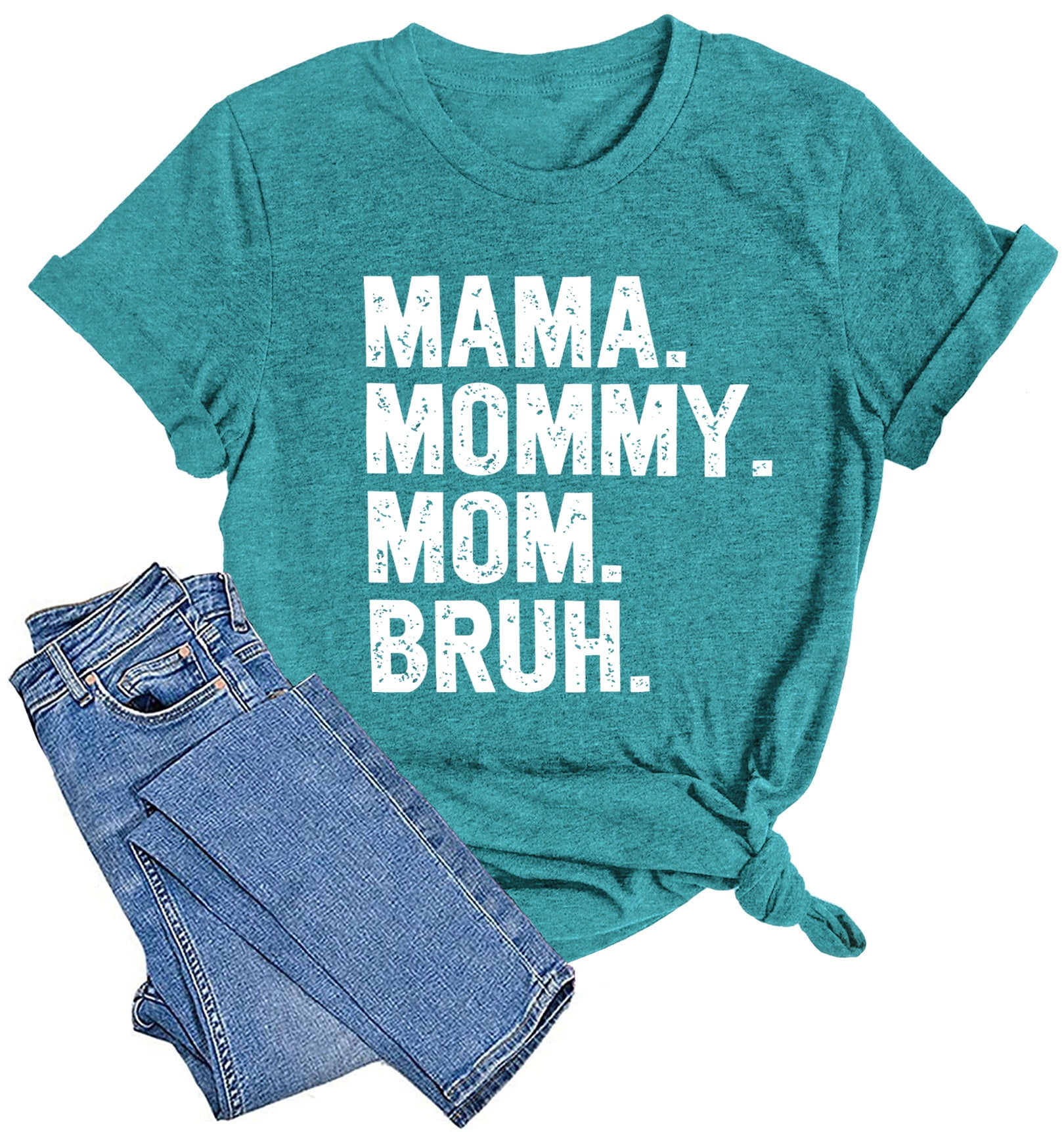YI XIANG RAN Mama Shirts for Women Mama Mommy Mom Bruh Shirt Funny Mom ...