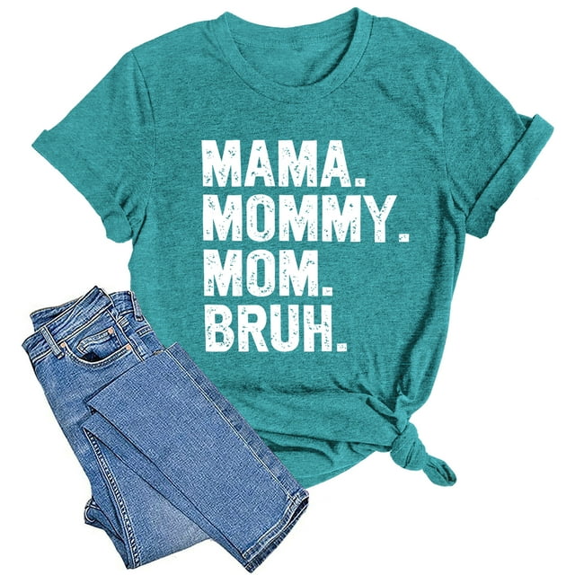 YI XIANG RAN Mama Shirts for Women Mama Mommy Mom Bruh Shirt Funny Mom ...