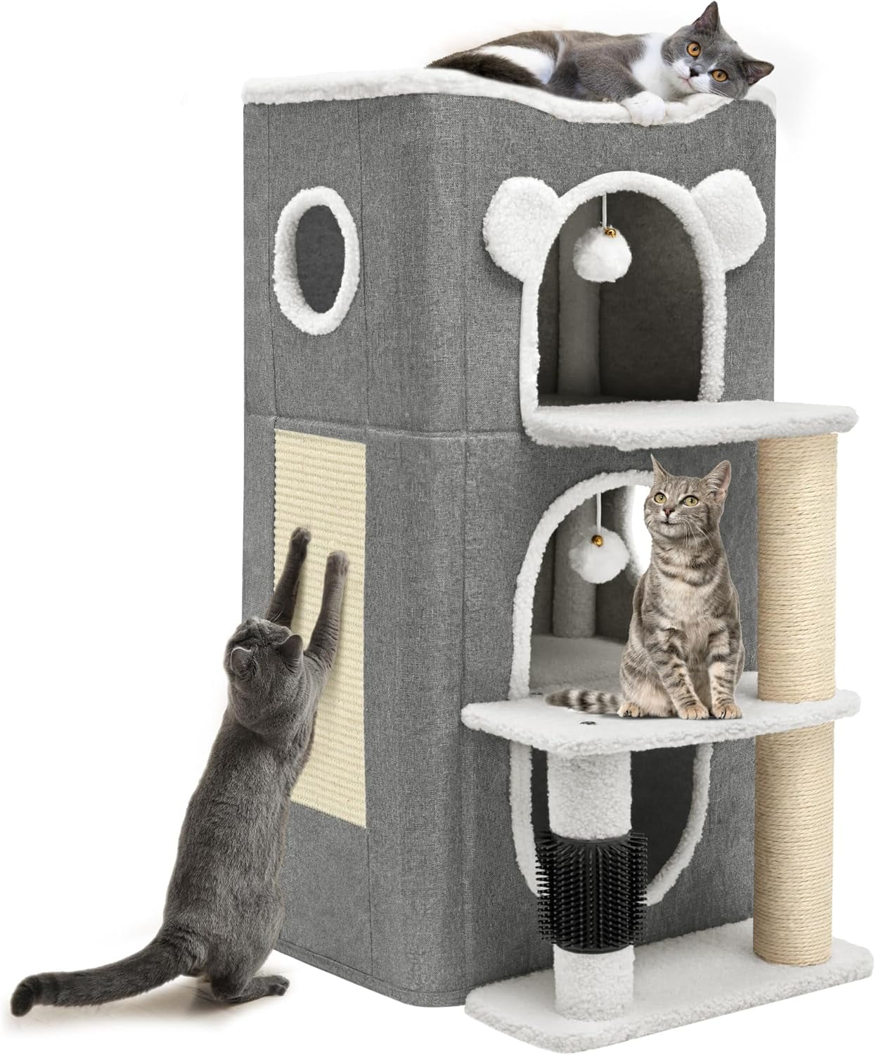 2 Cat House, Cat Beds for Indoor Cats, Small Cat Condo with Highway ...