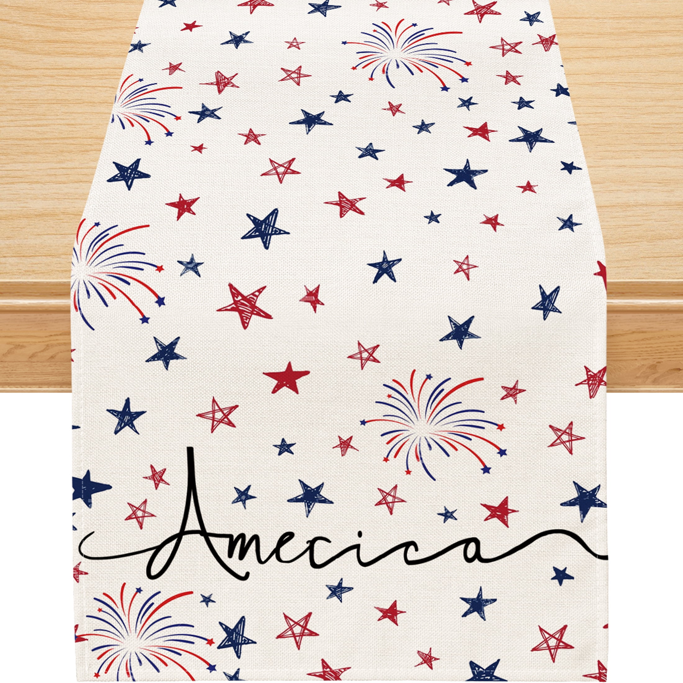 YIBAGA 4th of July Table Runner, Stars Memorial Independence Day Home ...