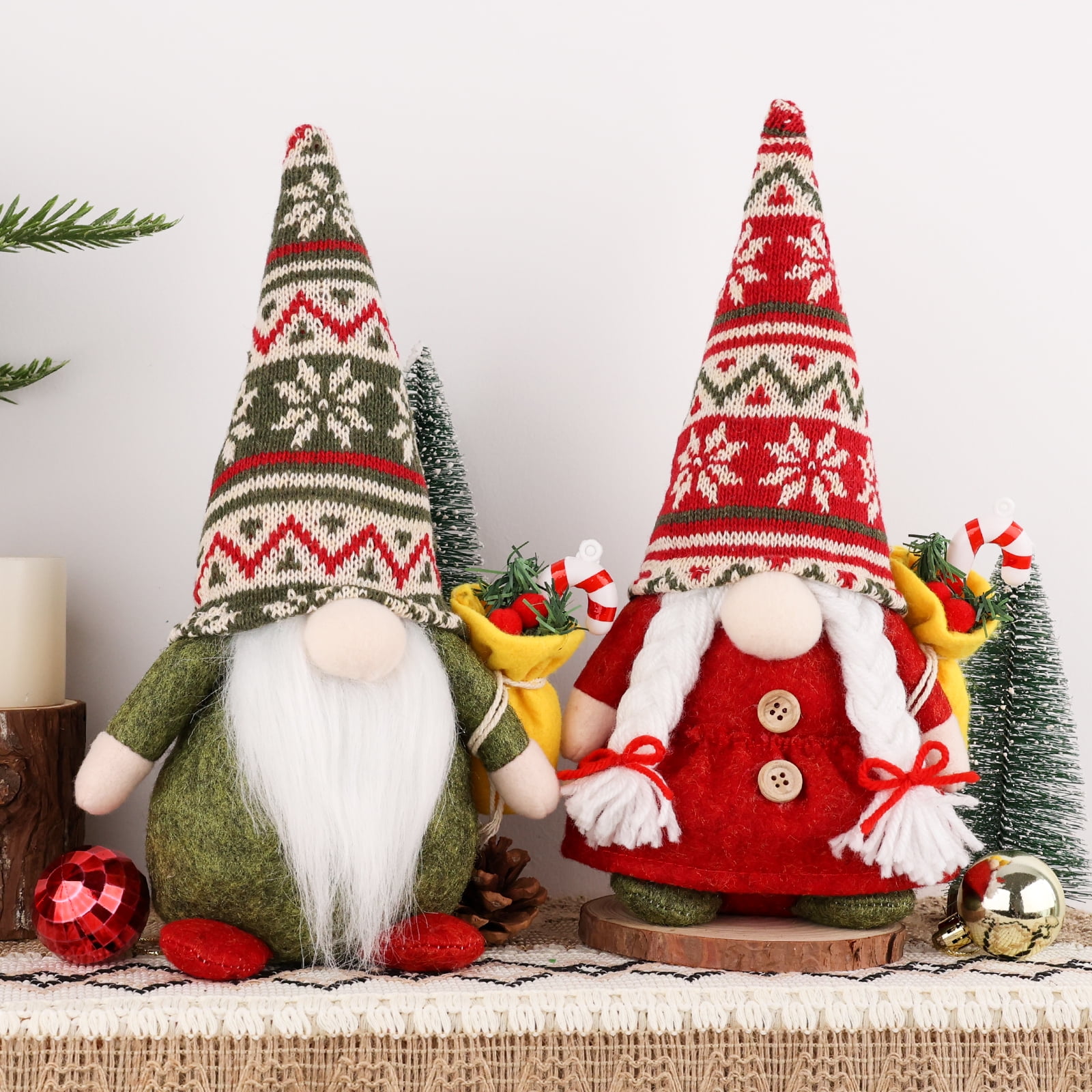 YIBAGA Christmas Gnomes Plush 10.2" Set of 2, Scandinavian Elf Tomte ...