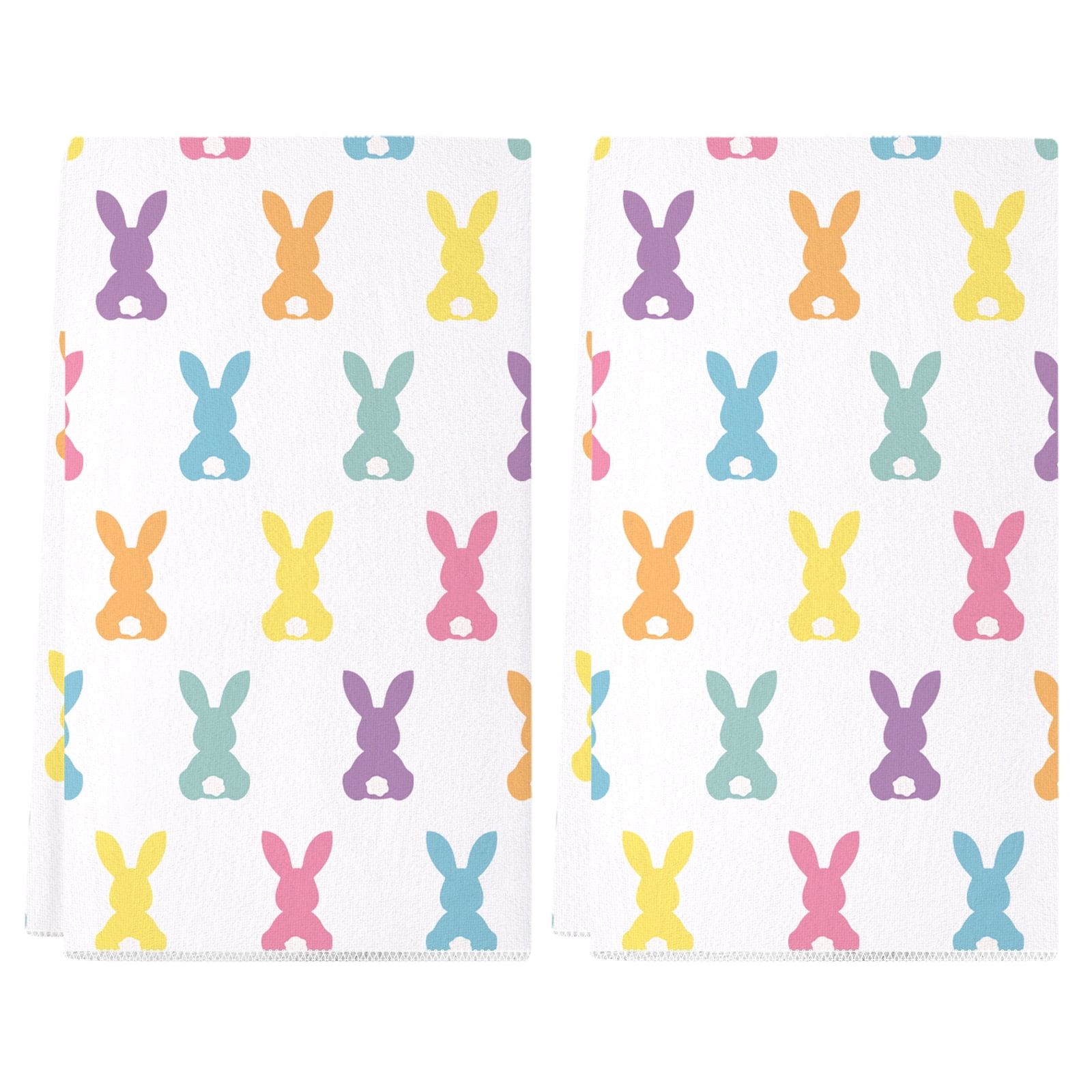 YIBAGA Easter Kitchen Towels Set of 2, Bunny Decor Easter Towels ...