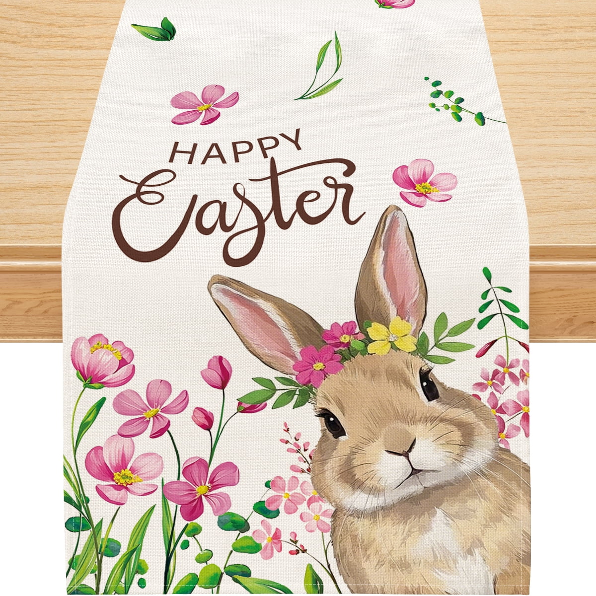 YIBAGA Easter Table Runner, Easter Bunny Decor For Home Spring Dining ...