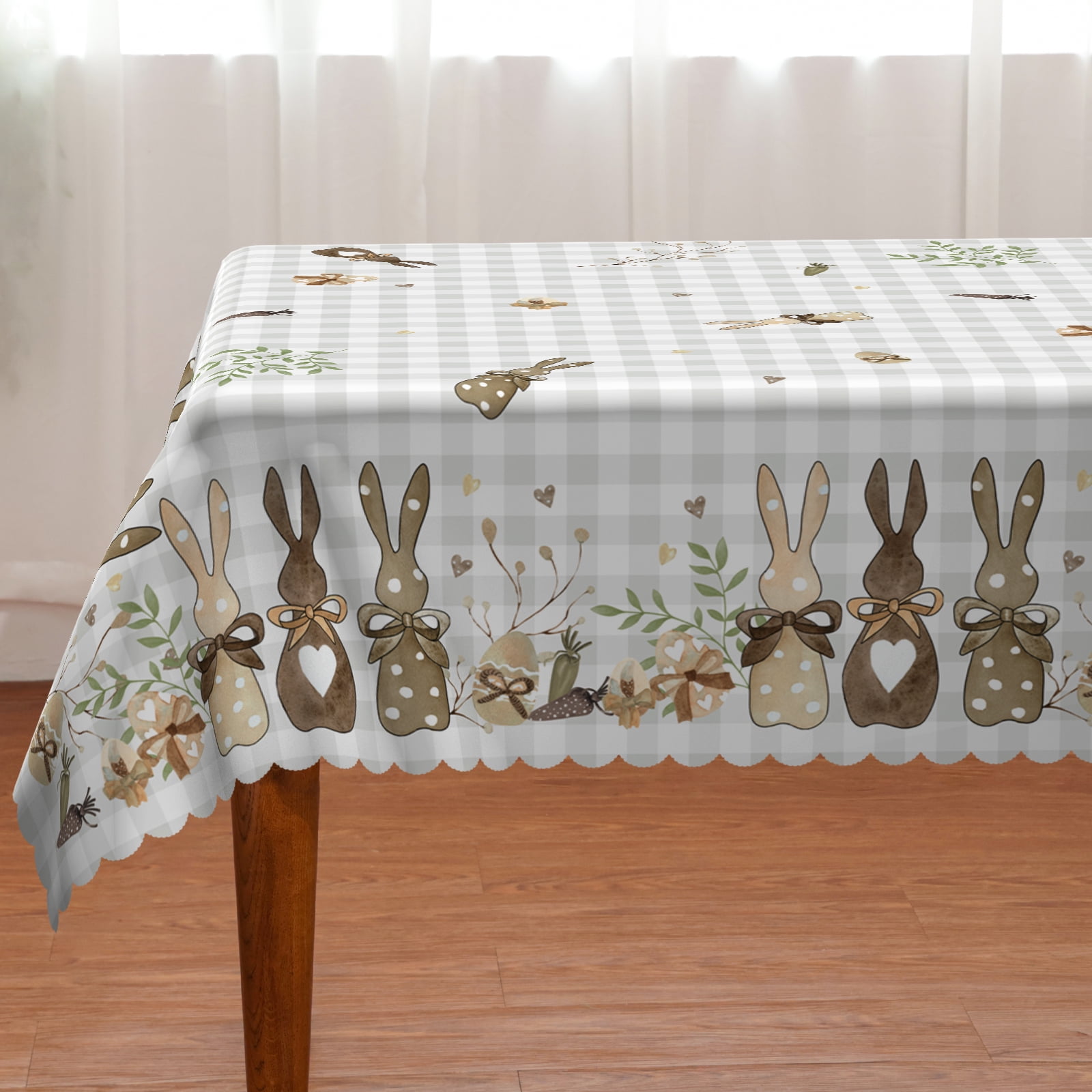 YIBAGA Easter Tablecloth, Easter Bunny Table Cover Indoor Home Decor ...