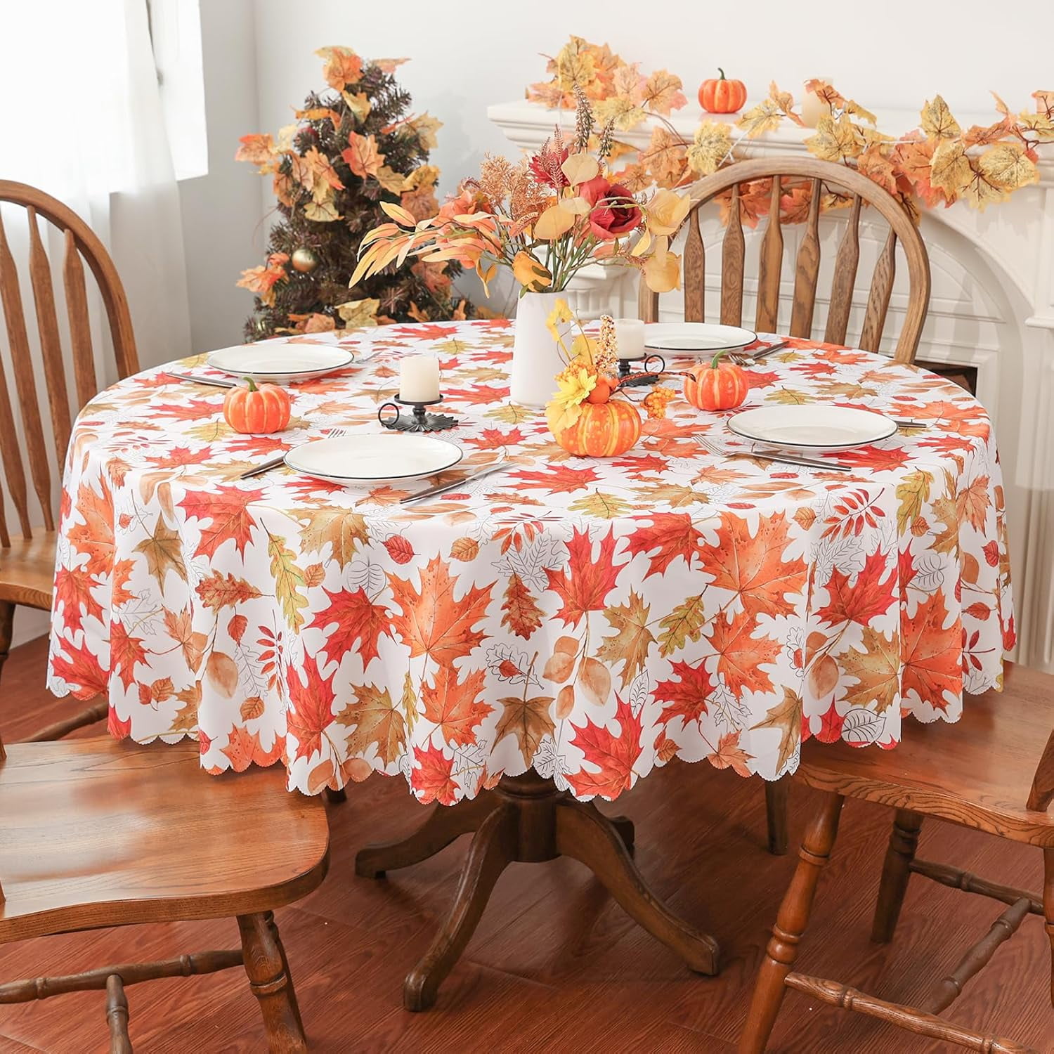 YIBAGA Fall Tablecloth, Leaves Tablecloth Seasonal Thanksgiving Home ...