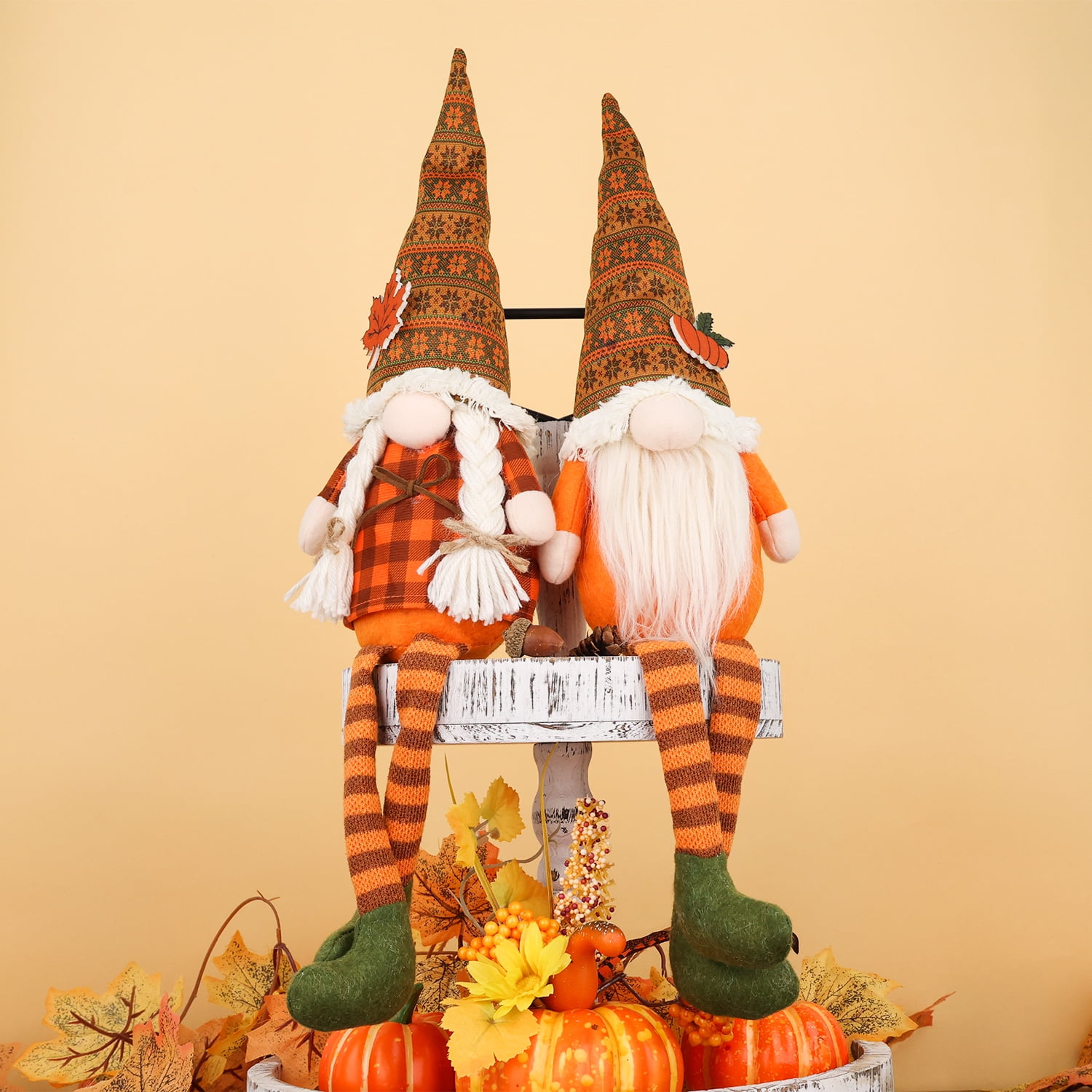 YIBAGA Fall Gnomes Plush Home Decor Set of 2, Thanksgving Gnomes Plush ...