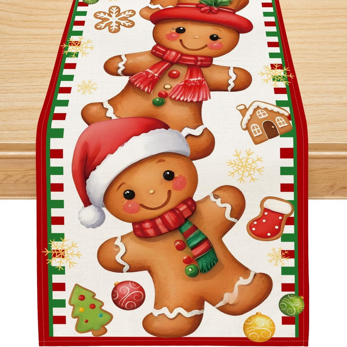 YIBAGA Gingerbread Table Runner, Christmas Runner for Table, Winter ...