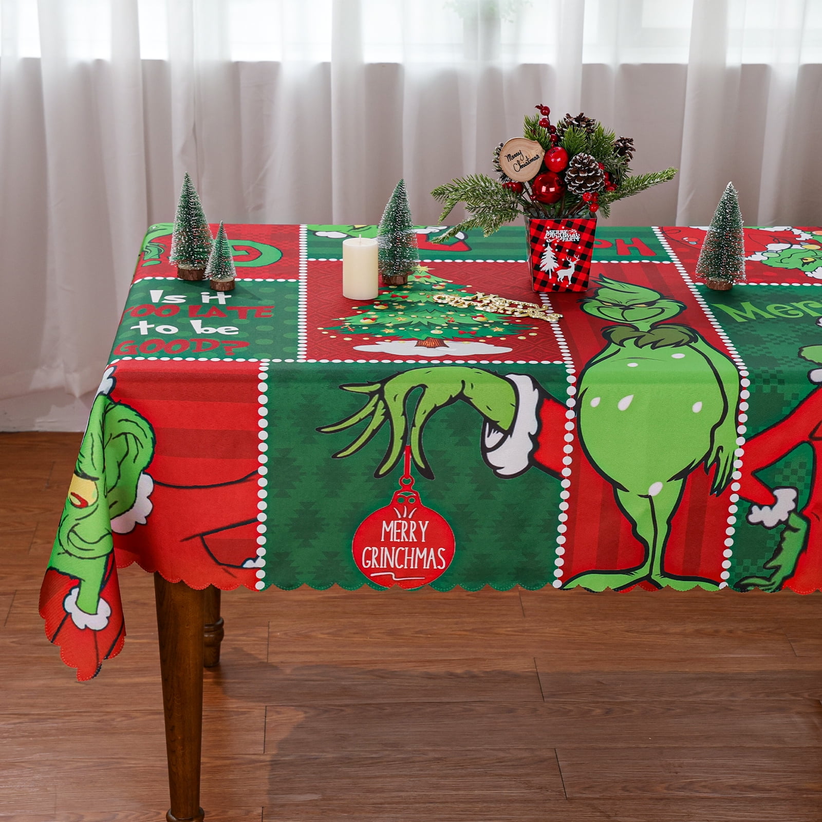 YIBAGA Grinch Tablecloth, Christmas Tablecloth, Merry Grinchmas Dining ...