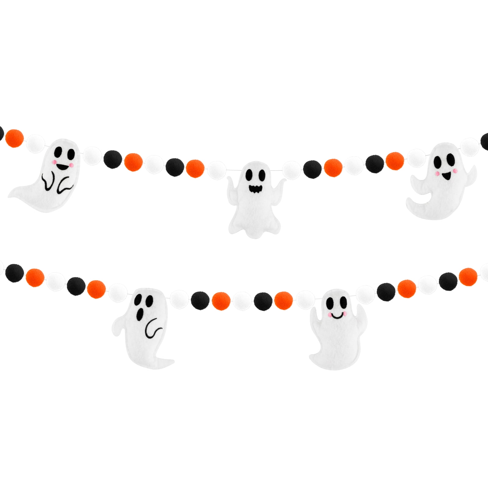 YIBAGA Halloween Garland Banner 6.6Ft Wool Felt Ghosts Ball Haunted ...