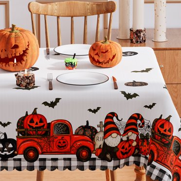 Halloween Haunted Farmhouse Flannel Backed Vinyl Tablecloth: Jack O ...