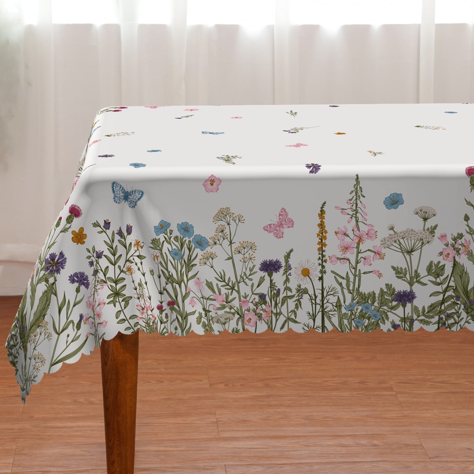 YIBAGA Spring Tablecloth, Floral Leaves Table Cover Indoor Home Decor ...