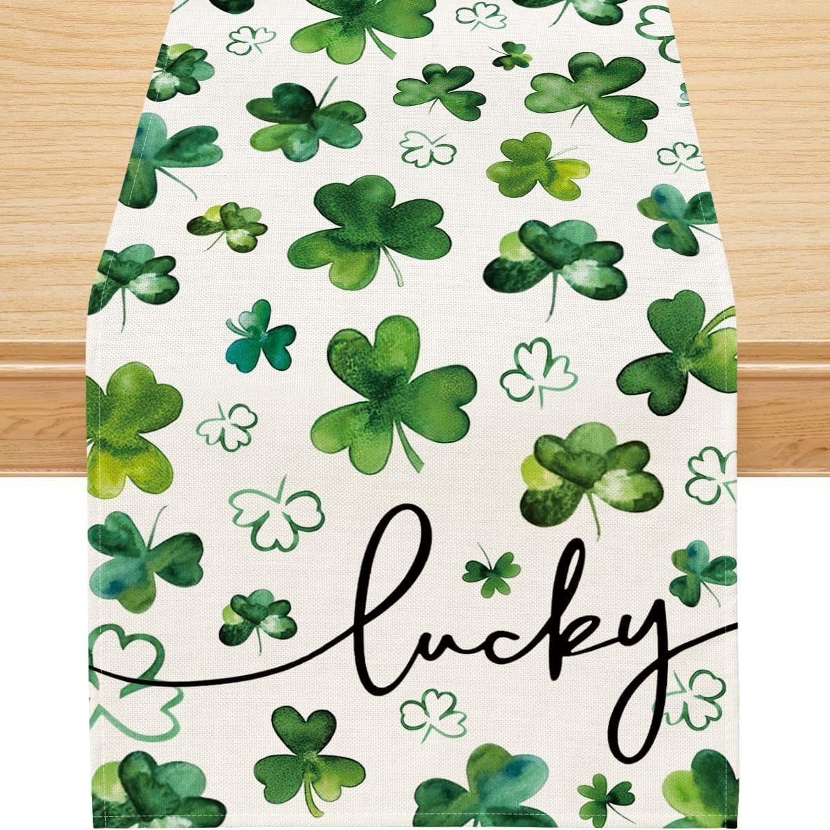 Yibaga St Patrick S Day Table Runner Shamrock Lucky Table Decorations